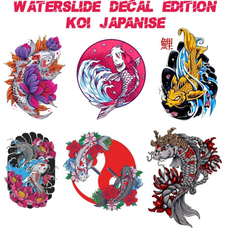 Jual cetak water slide decal ikan koi japanese untuk racing motor hel ...