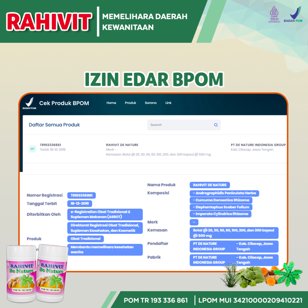 Jual Rahivit De Nature Obat Herbal Kesehatan Rahim Penyubur Kandungan ...