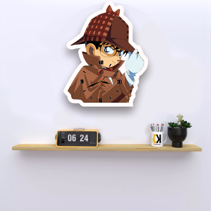 Jual KARIMAKE Jam Dinding Kayu Detective CONAN EDOGAWA Jam Anime ...