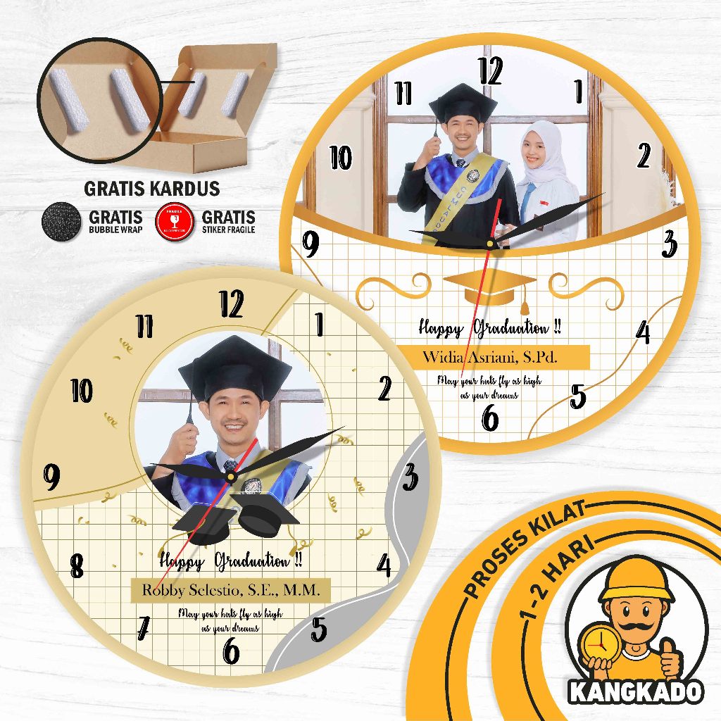 Jual Hadiah Jam Dinding 20CM Kado Graduation Souvenir Kenaikan Kelas ...