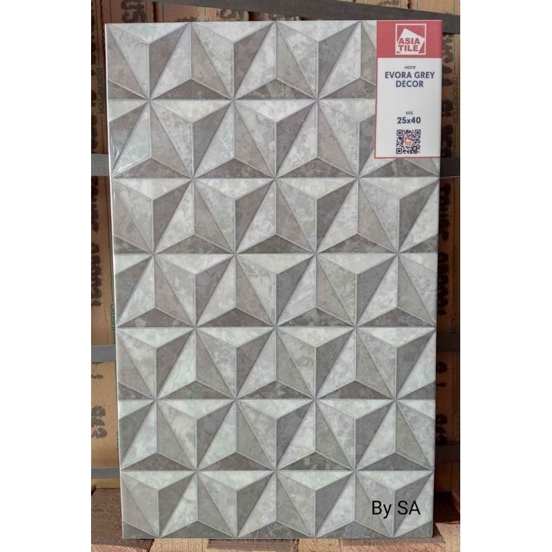 Jual keramik dinding 25x40 asia tile evora grey decor | Shopee Indonesia