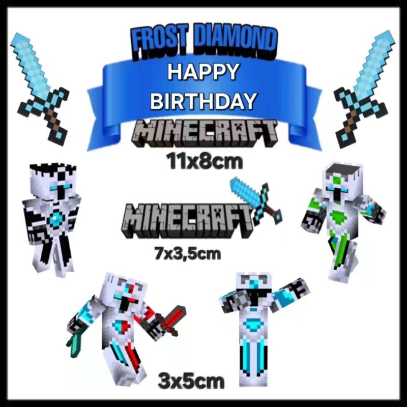 Jual Topper Cake / Hiasan Kue Tambah Nama,Motif Frost Diamond Minecraft ...