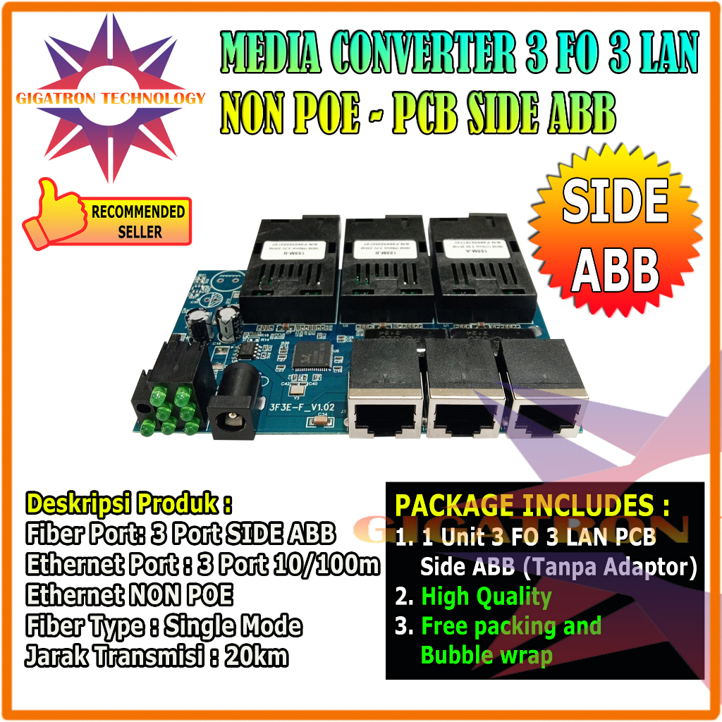 Jual Media Converter 3 FO 3 LAN 3 SC 3 RJ45 3F3E 10/100 Mbps PCB Board ...