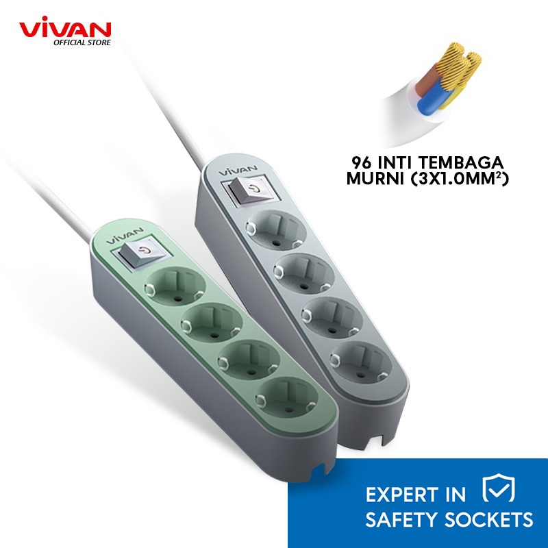 Jual VIVAN Safety Socket VPS 2 PRO Series Stop Kontak Saklar Socket 4 ...