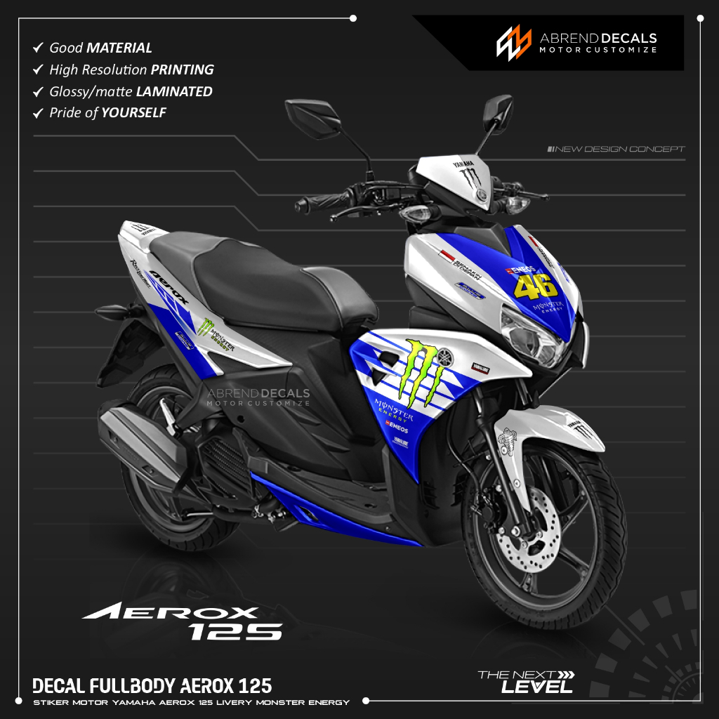 Jual DECAL FULLBODY AEROX 125 LIVERY ME CUSTOM PUTIH BIRU / STIKER ...