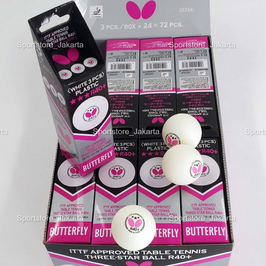 Jual KODE V13E Bola Pingpong Butterfly R4 Original Plastic Ball 3 Star Bola Tenis Meja Butterfly ...