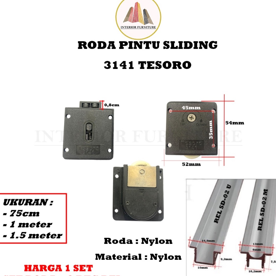 Jual bv Roda Lemari Sliding SD 3141 Rel Lemari Sliding SD 2 U M Isi 2 ...