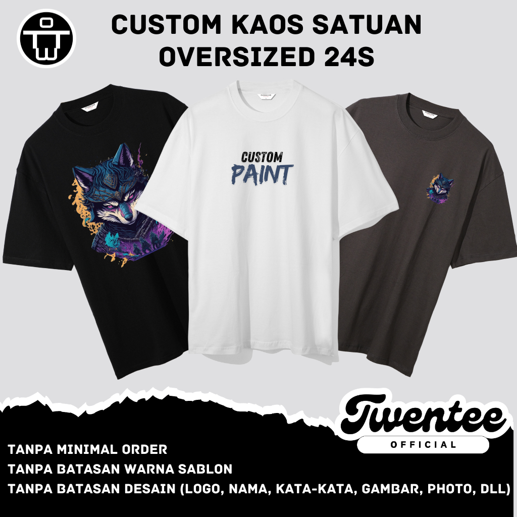 Jual TWENTEE - Kaos Sablon Custom Satuan DTF Oversized 24s Premium | Shopee Indonesia