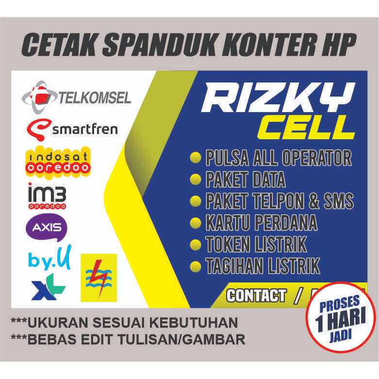 Jual Banner Spanduk Konter HP/Cell Costum Bebas Gambar & Warna | Shopee ...