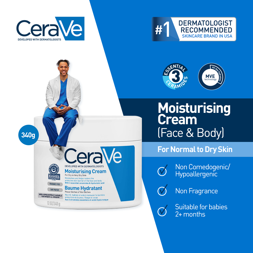 Jual CeraVe Moisturising Cream 340g - Skin Barrier Repair Moisturizer ...