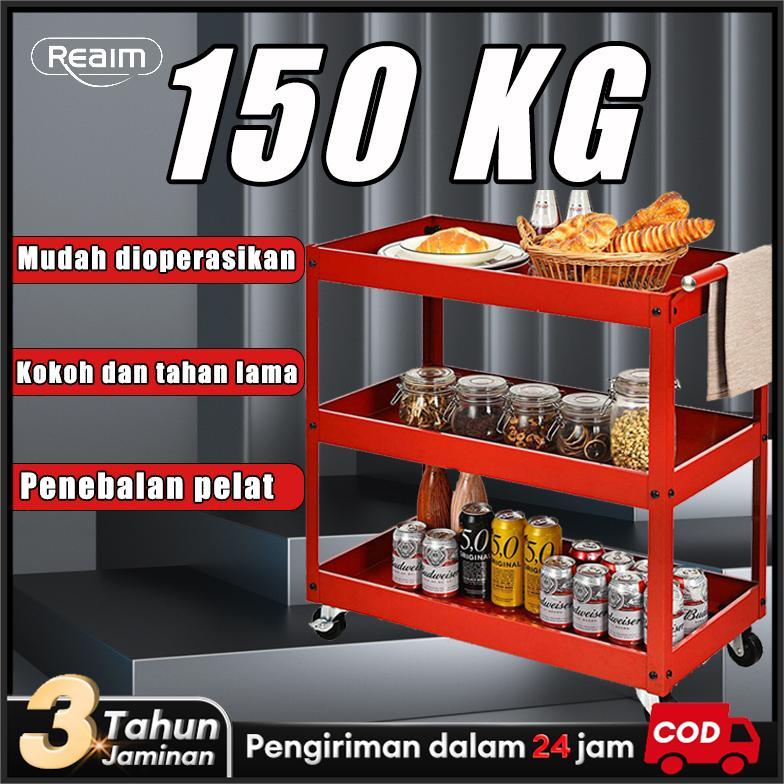 Jual Reaim Troli Bengkel Rak 3 Susun Trolly Besi Trolley Gerobak Alat ...