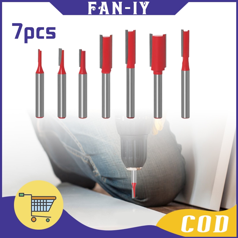 Jual 7Pcs Mata Profil Trimmer Kayu Router Straight Bit Flush Trim Bit ...