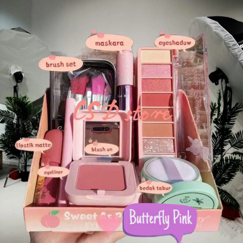 Jual MAKE UP SET PAKET LENGKAP PAKET BUTTERFLY PINK 7in1 Set Lengkap ...