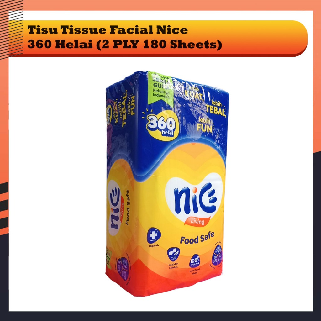 Jual Tisu Tissue Facial Nice 360 Helai (2 PLY 180 Sheets) Lembar Refill ...