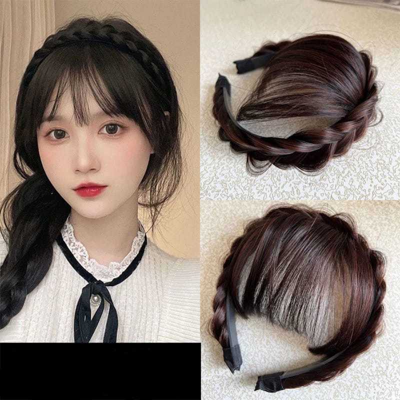 Jual hokiterus21 PONI BANDO KEPANG wig poni rambut palsu kepang tulang ...