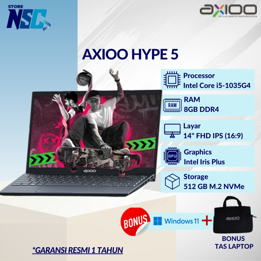 Jual AXIOO MYBOOK HYPE 5 i5 1035G4 8GB 512GB 14" Windows 11 preinstaled ...