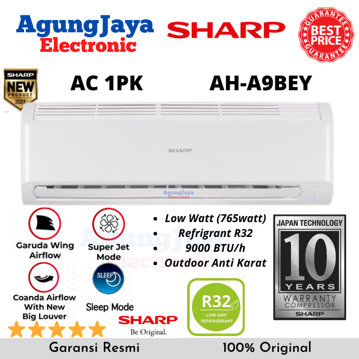 Jual AC SHARP 1 PK AH-A9BEY TURBO COOLING R32 LOW WATT 765 WATT 1PK (CILEGON SERANG) | Shopee ...