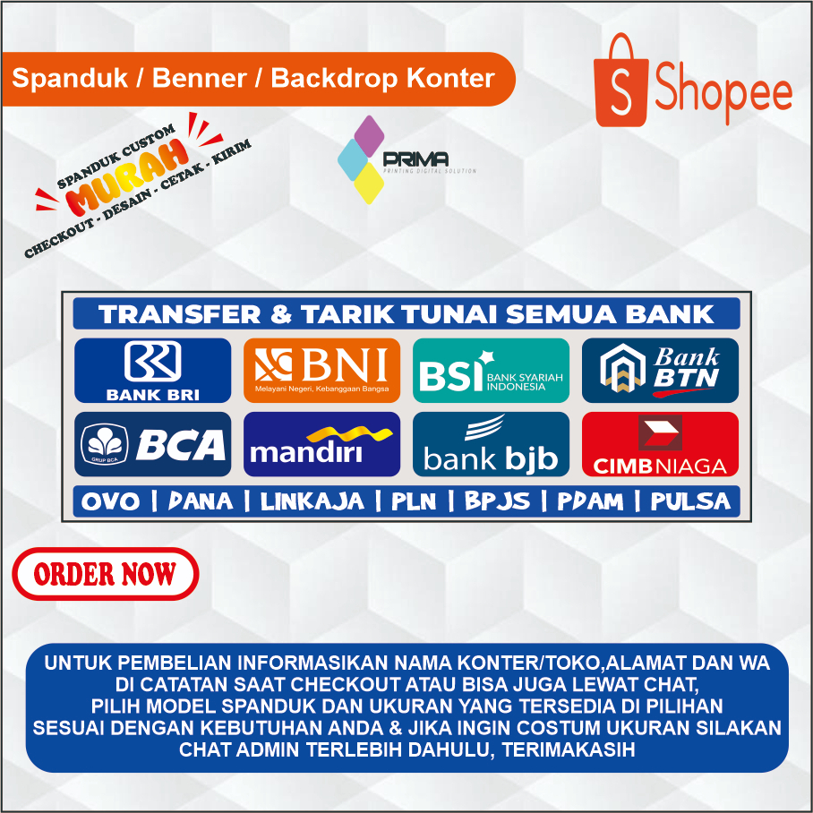 Jual BANNER SPANDUK TRANSFER DAN TARIK TUNAI CUSTOM DESAIN & UKURAN ...