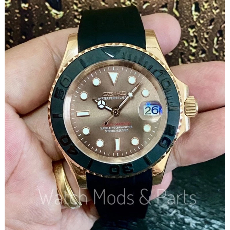 Jual WMNP Seiko mod WMNP Seiko Mod YachtMaster Brown Dial Black Bezel ...
