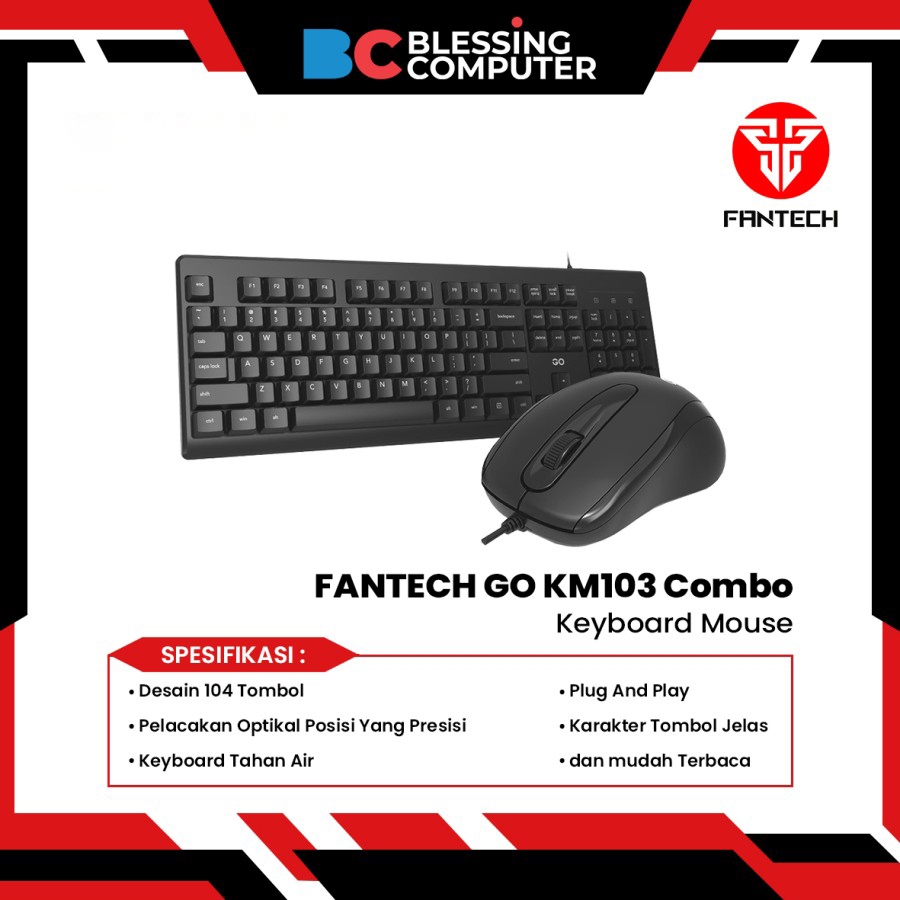 Jual Keyboard MOUSE FANTECH GO KM103 OFFICE COMBO BLACK | Shopee Indonesia