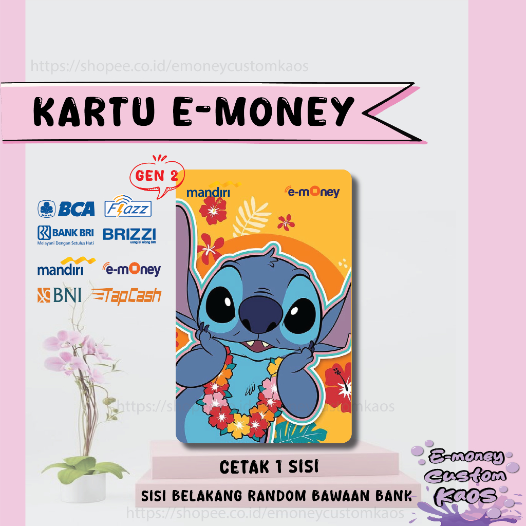 Jual KARTU EMONEY ANIME STITCH ALOHA E MONEY ETOLL MANDIRI FLAZZ BCA ...