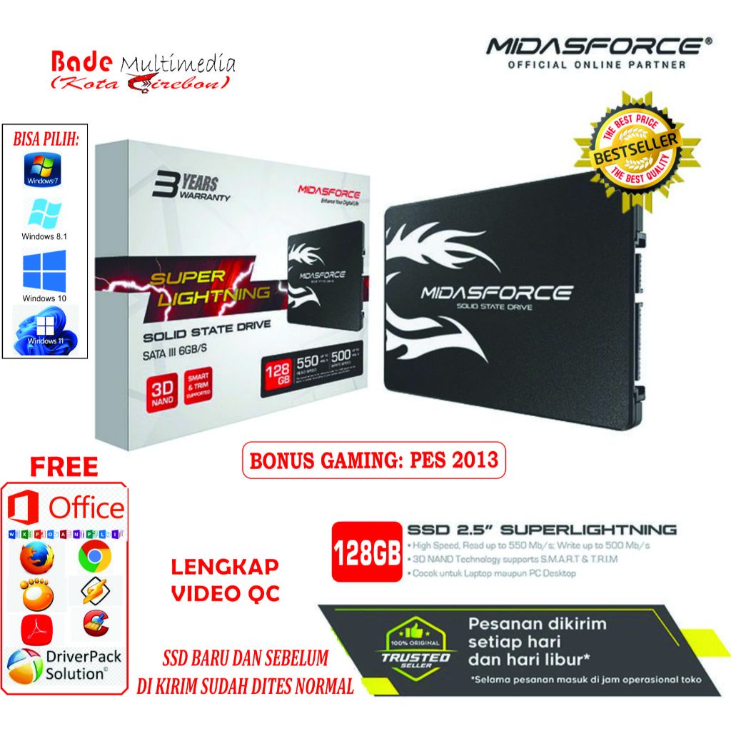 Jual SSD GAMING ISI WIND SIAP PAKAI 128GB 256GB 512GB FREE KABEL SATA ...