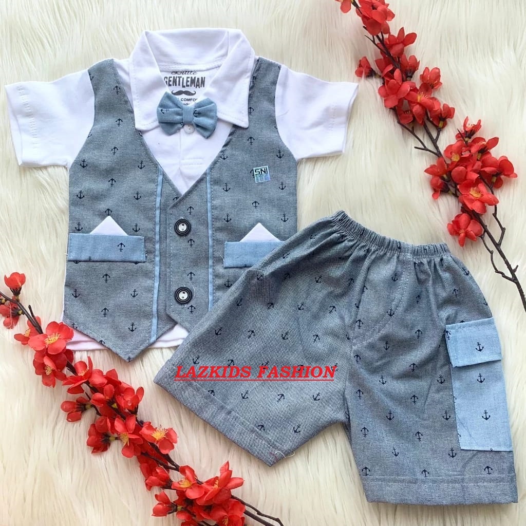 Jual Setelan baju rompi bayi laki laki BR4NDED motif ROMPI TUXEDO, usia ...