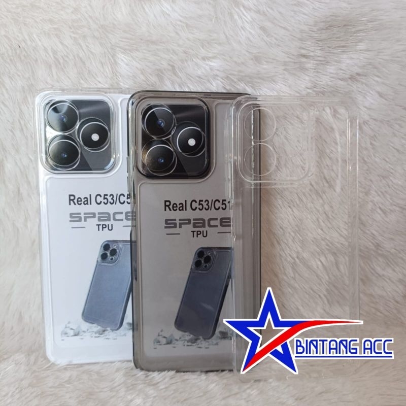 Jual Softcase Realme C53 Case Clear Space Bening/ Hitam Transparan ...