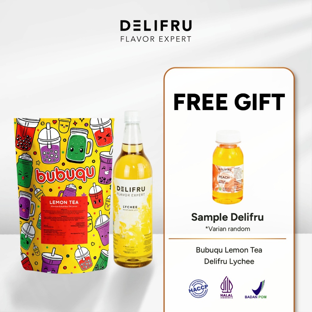 Jual Delifru Paket Bundling Syrup Lychee 1L + Bubuqu Powder Drink Lemon ...