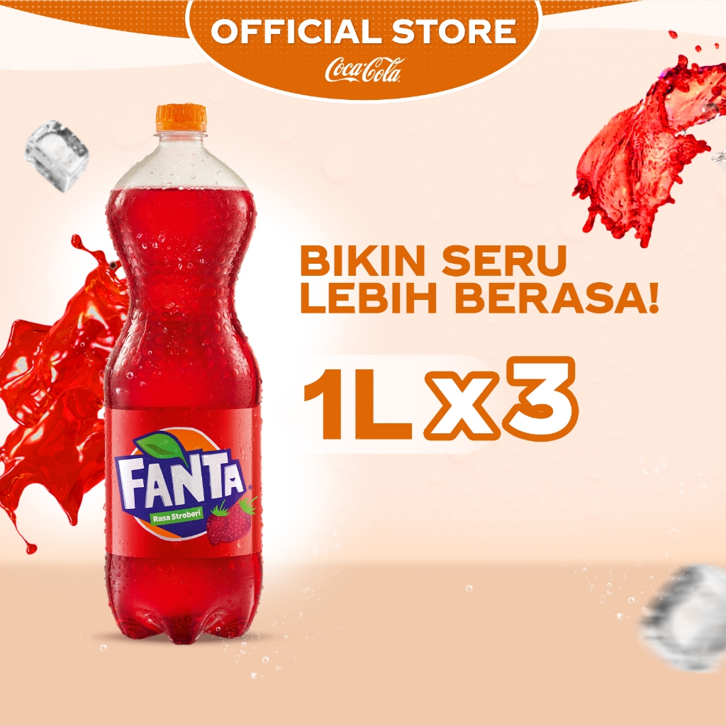 Jual Fanta Rasa Strawberry Minuman Soda - Botol 1L x 3pcs | Shopee ...
