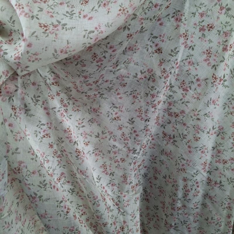 Jual kain katun silky motif bunga / bahan katun silki sansan sutra ...