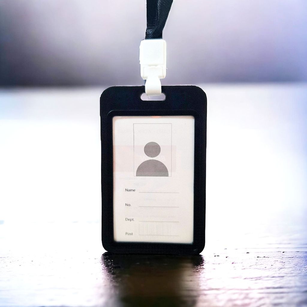 Jual ID Card Holder Potrait + Lanyard - Name Tag Kartu Nama Polos - SFO ...