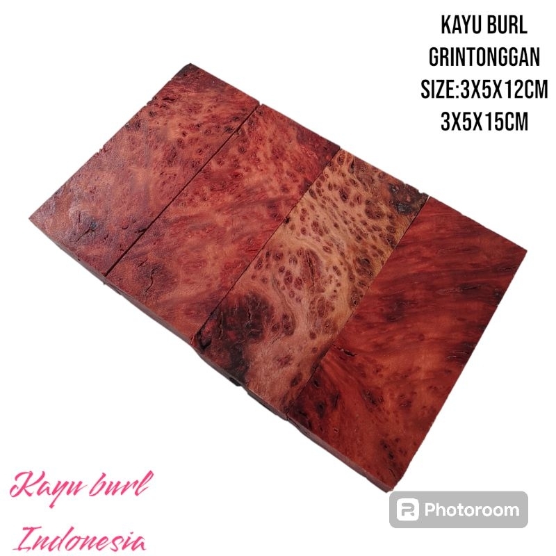 Jual kayu burl merah/Grintonggan Ukuran(3x5x12cm)(3x5x15cm) | Shopee ...