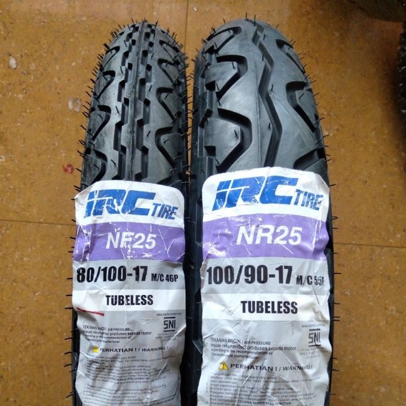 Jual Paket Sepasang Ban Tubles/TubeType IRC NF25 80/100-17 & NR25 100/90-17 Tubeless Tube Type ...