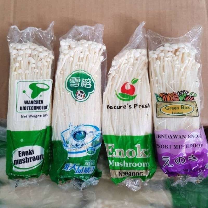 Jual Jamur Enoki Segar| Enoki Mushroom Fresh| Jamur Enoki 100G/Pack ...