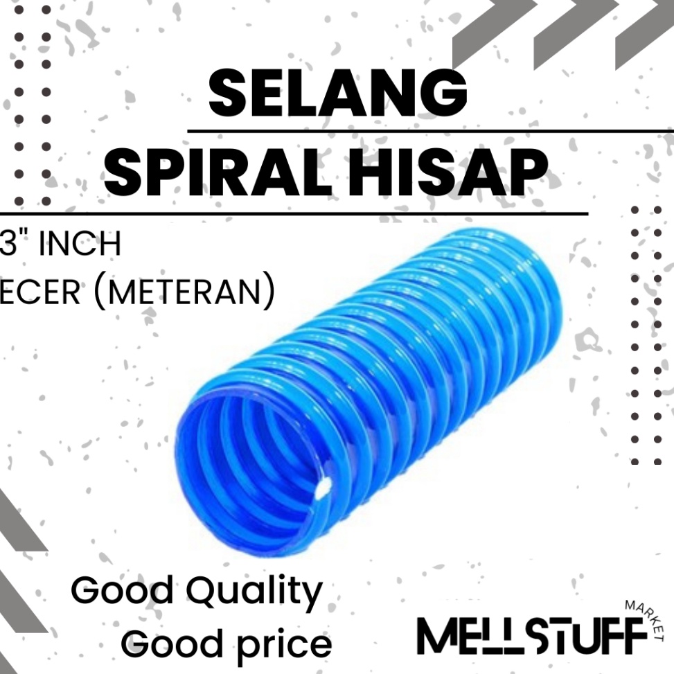 Jual HCP Selang Spiral Hisap 3 Inch Meteran Eceran Selang Air HIsap Best Quality | Shopee Indonesia