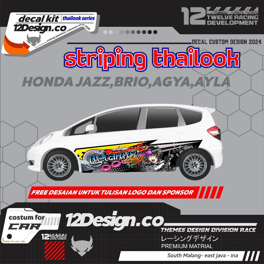 Jual STIKER DECAL MOBIL SPORT UPDATE DESAIN THAILOOK-STIKER DECAL SEMUA ...