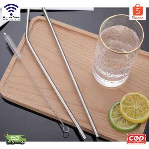 Jual Sedotan Premium Silver Stainless Sedotan Stainless Steel Besi ...