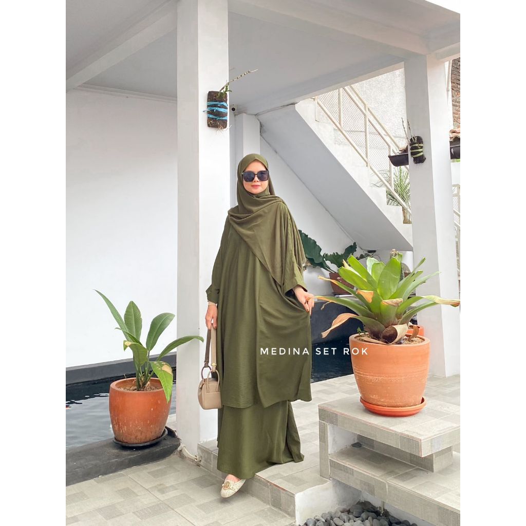 Jual Medina Set Rok Polo Linen Umroh Set | Shopee Indonesia