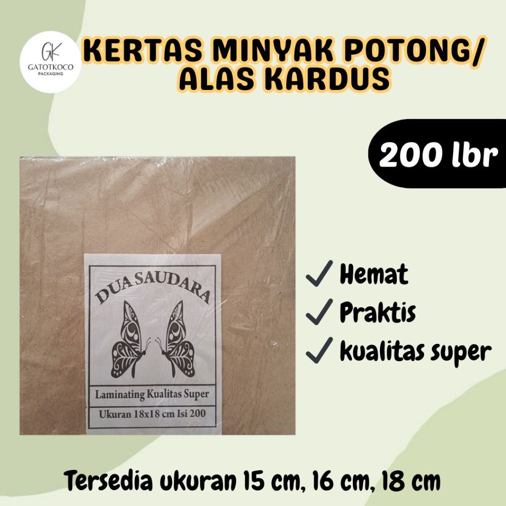 Jual (200 lbr)Alas kardus nasi 15cm/18cm /kertas minyak potong/ kertas ...
