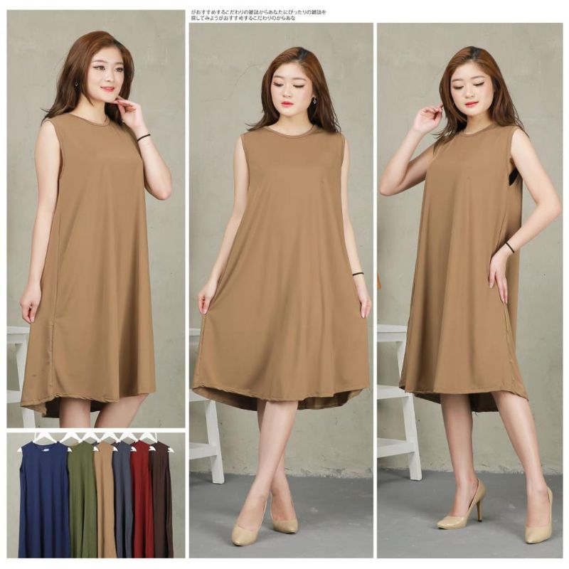 Jual Inner Dress/Dalaman Tanpa Lengan/Mini Dress Jumbo Jersey Korea ...