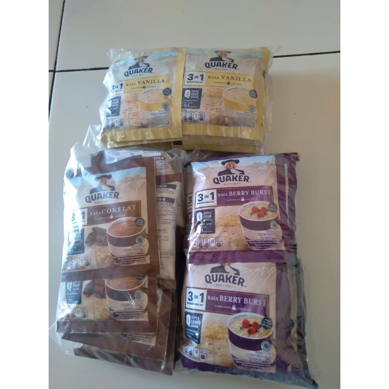 Jual QUAKER OATMEAL VANILLA,COKLAT DAN BERY BURST 28GR X 10PC | Shopee ...