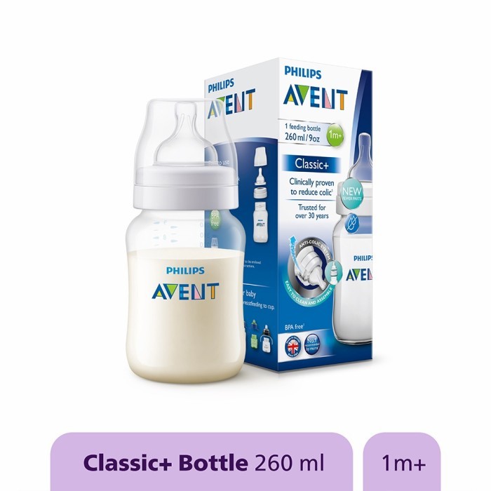 Jual Philips Avent Classic Plus Bottle 260ml 1M+ Botol susu bayi with ...