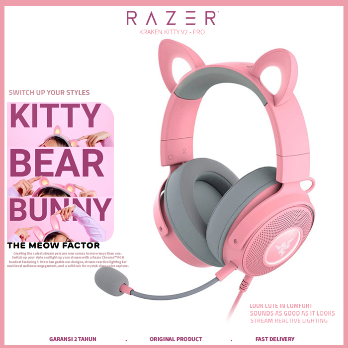 Jual Razer Kraken Kitty V2 Pro - Wired RGB Headset with Interchangeable ...