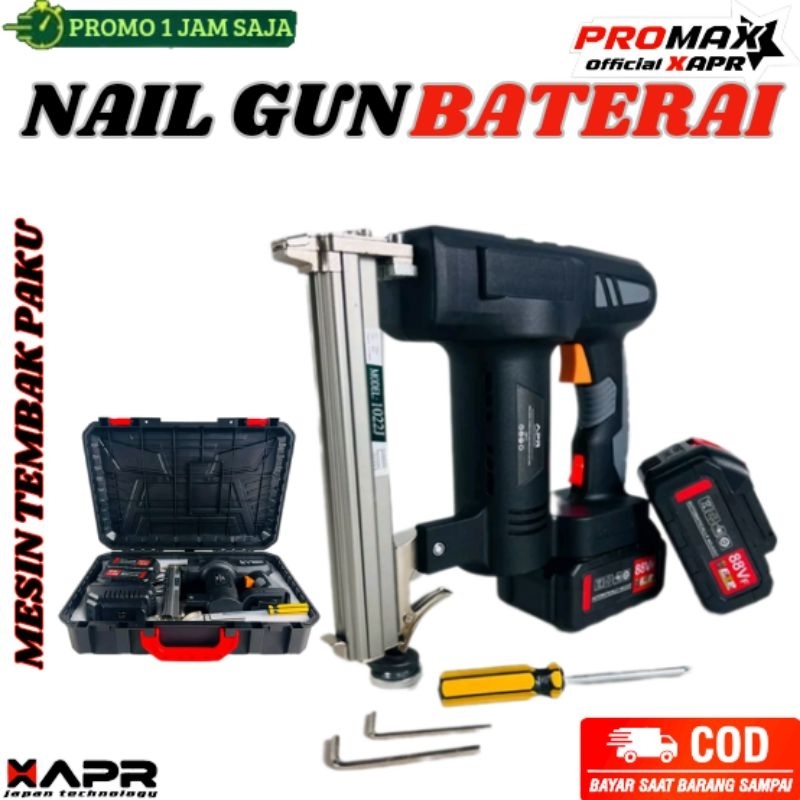 Jual MESIN TEMBAK PAKU NAIL GUN BATERAI CORDLESS AP77 APR JAPAN UNTUK MEBEL JOK MOTOR MOBIL ...