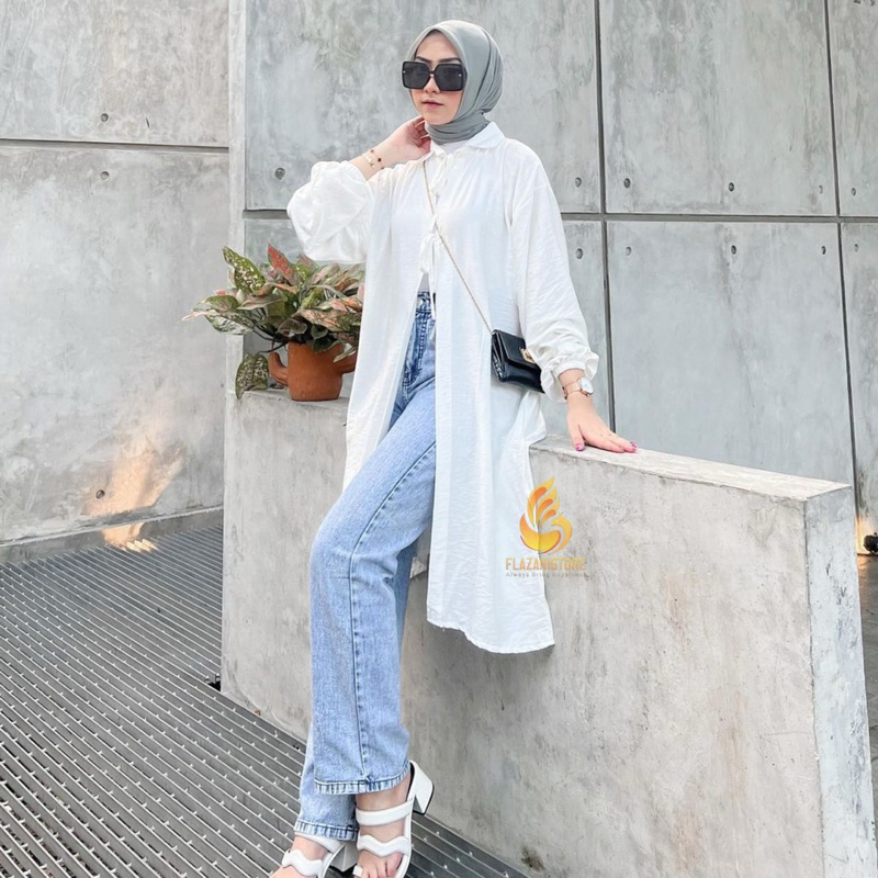 Jual Araya Outer Polo Linen Premium - Outer Tunik Polos Belah Samping ...