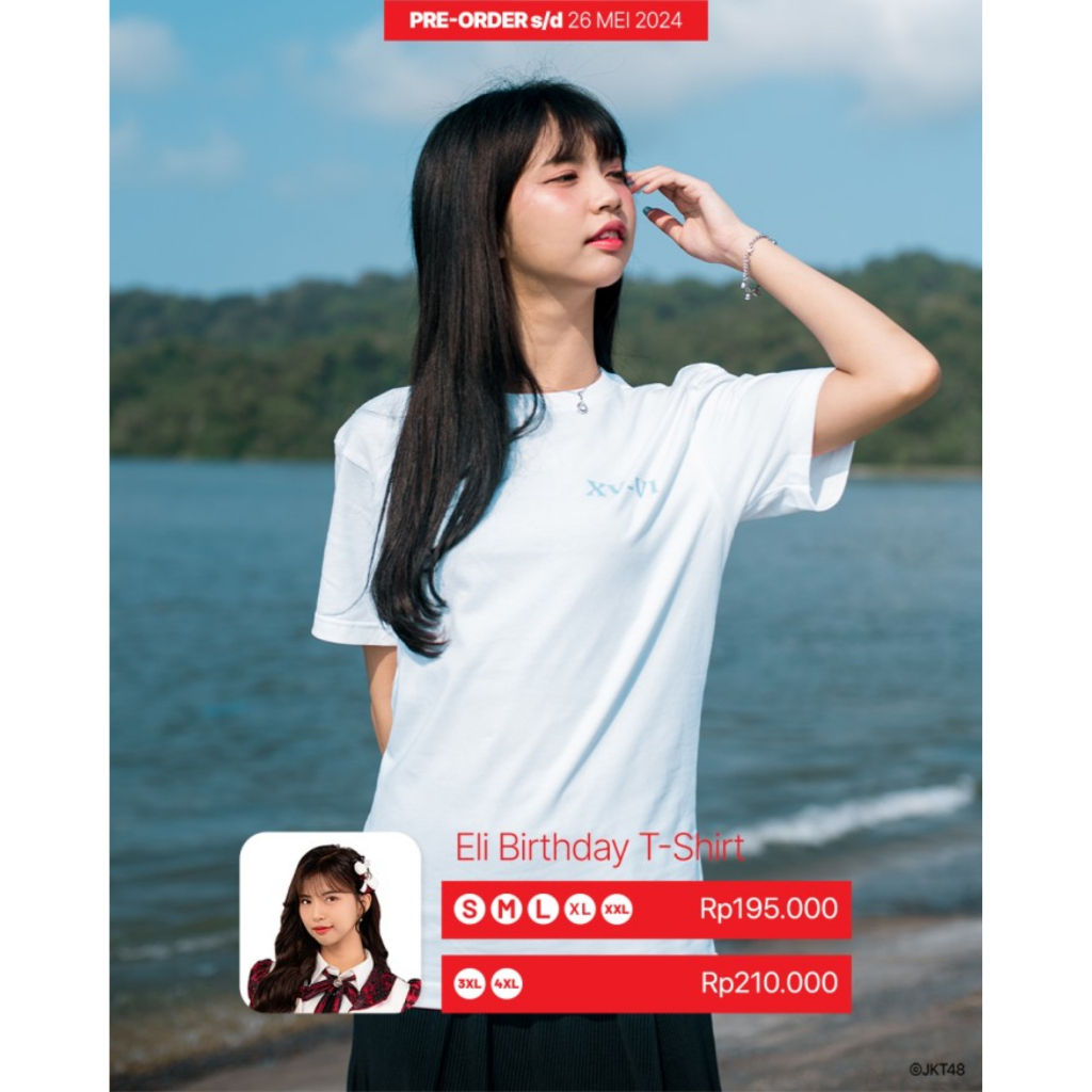 Jual Kaos JKT48 Birthday T-Shirt Helisma Putri (Eli) 2024 - Putih ...