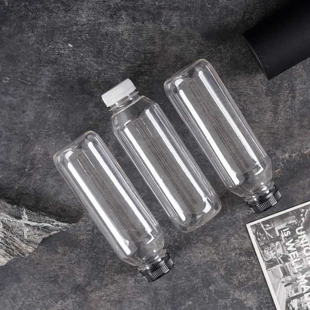 Jual Botol Kemasan Minuman Plastik Tebal 500ml Tutup Hitam Putih ...