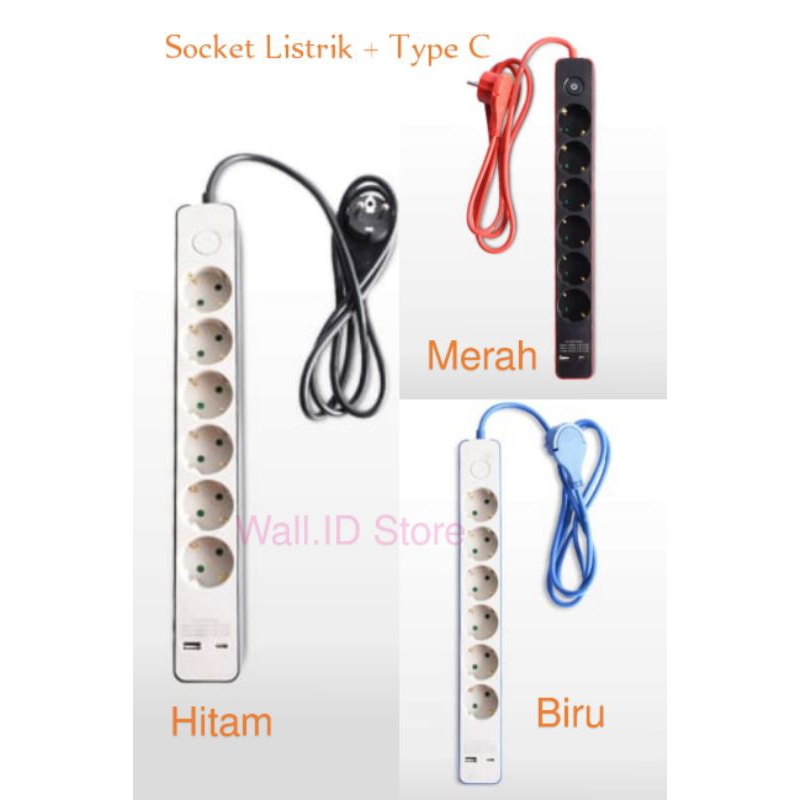 Jual Stop Kontak 3 dan 6 Socket Listrik Dengan Port Usb & type C ...