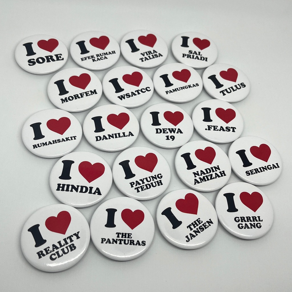 Jual 'I Love' Indonesia Indie Band Pin Button #1 | Shopee Indonesia